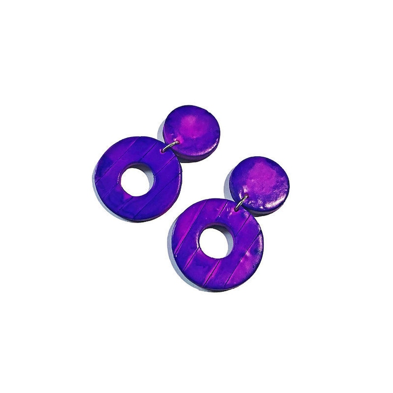 Statement Clip on Earrings Handmade From Polymer Clay & Painted, Modern ...