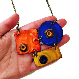 Geometric Statement Necklace, Bold Chunky Jewelry for Women, Colorful ...