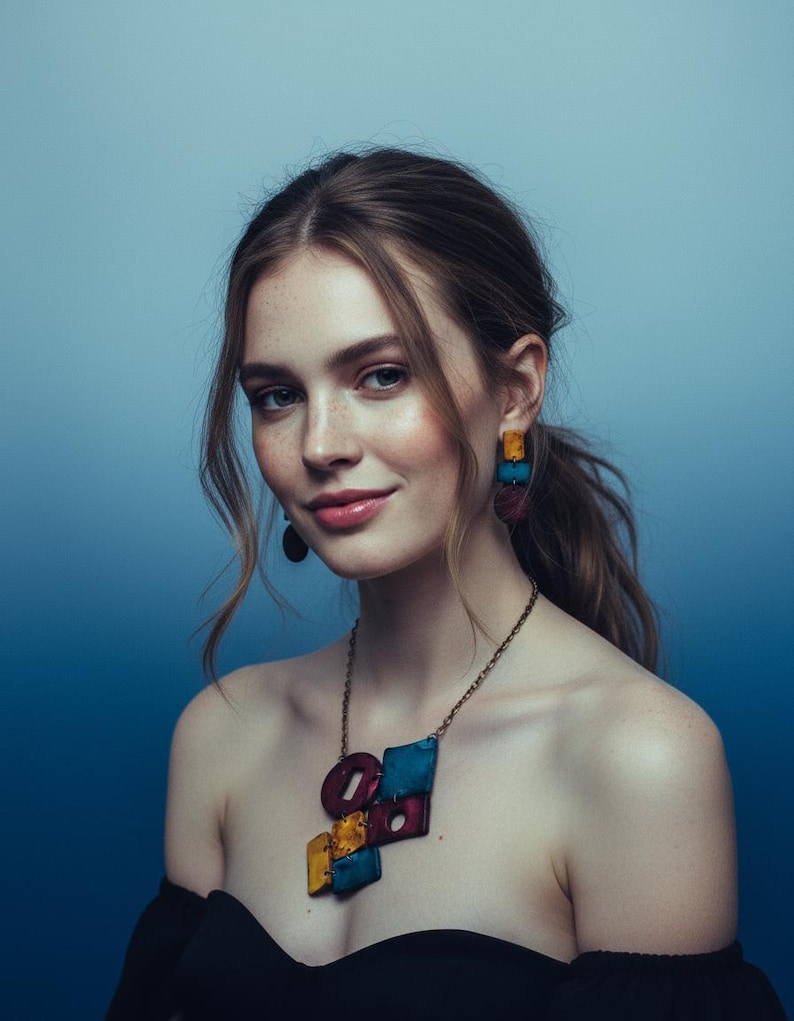 Chunky Statement Necklace, Big Bold Jewelry for Women, Polymer Clay ...