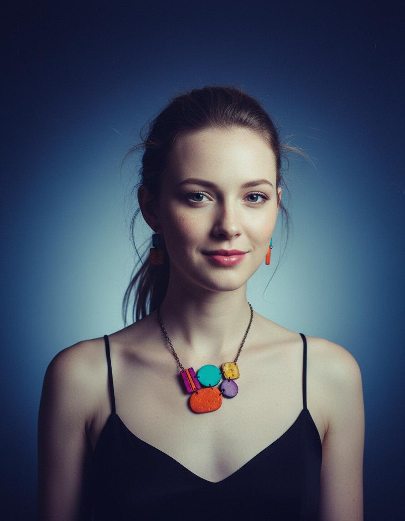 Bold Colorful Retro Jewelry Set With Geometric Necklace & Mismatched ...
