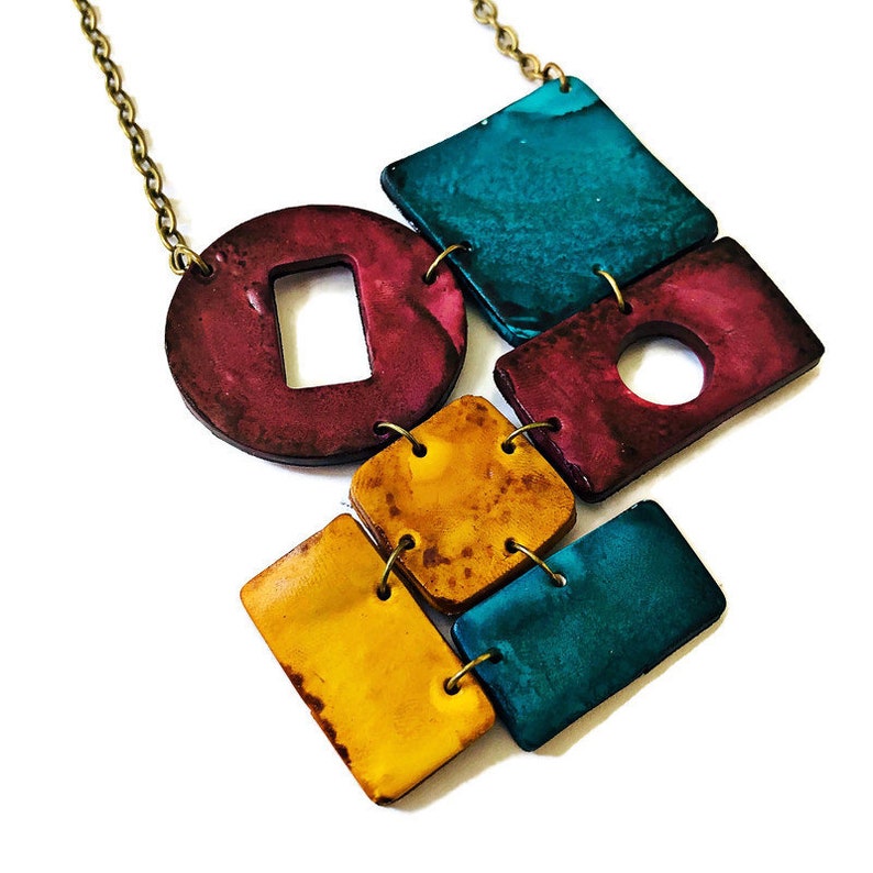 Chunky Statement Necklace, Big Bold Jewelry for Women, Polymer Clay ...