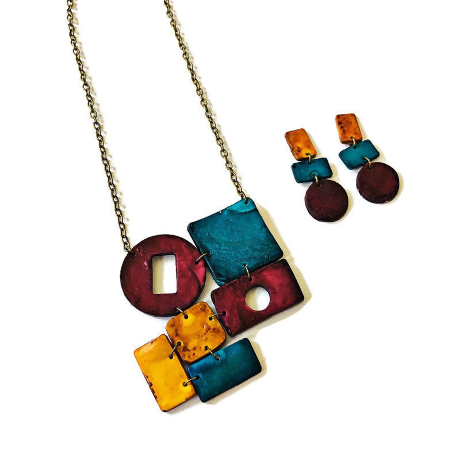 Chunky Statement Necklace, Big Bold Jewelry for Women, Polymer Clay ...