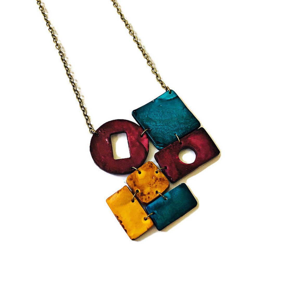 Chunky Statement Necklace, Big Bold Jewelry for Women, Polymer Clay ...
