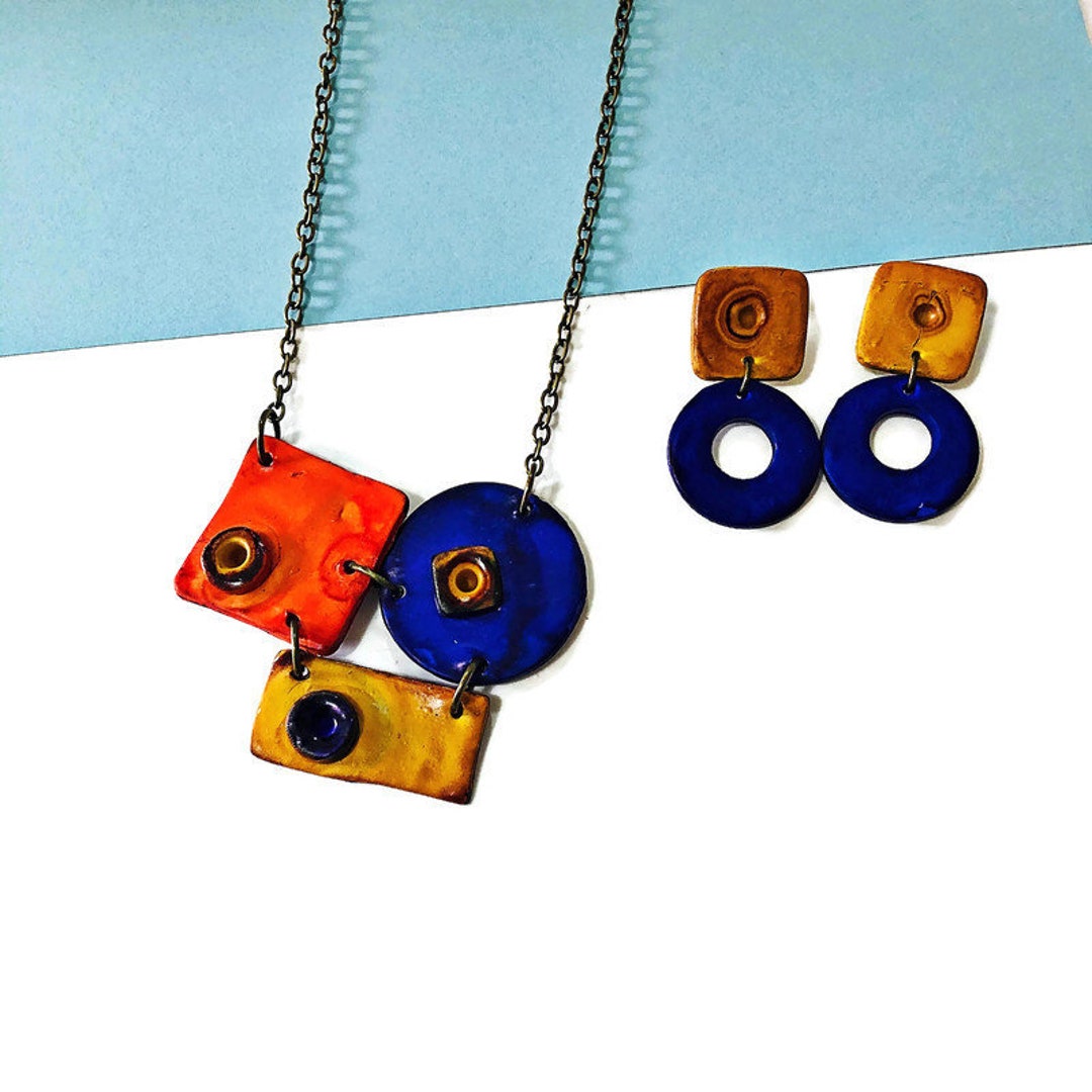 Modern Geometric Jewelry Set With Statement Necklace & Matching ...