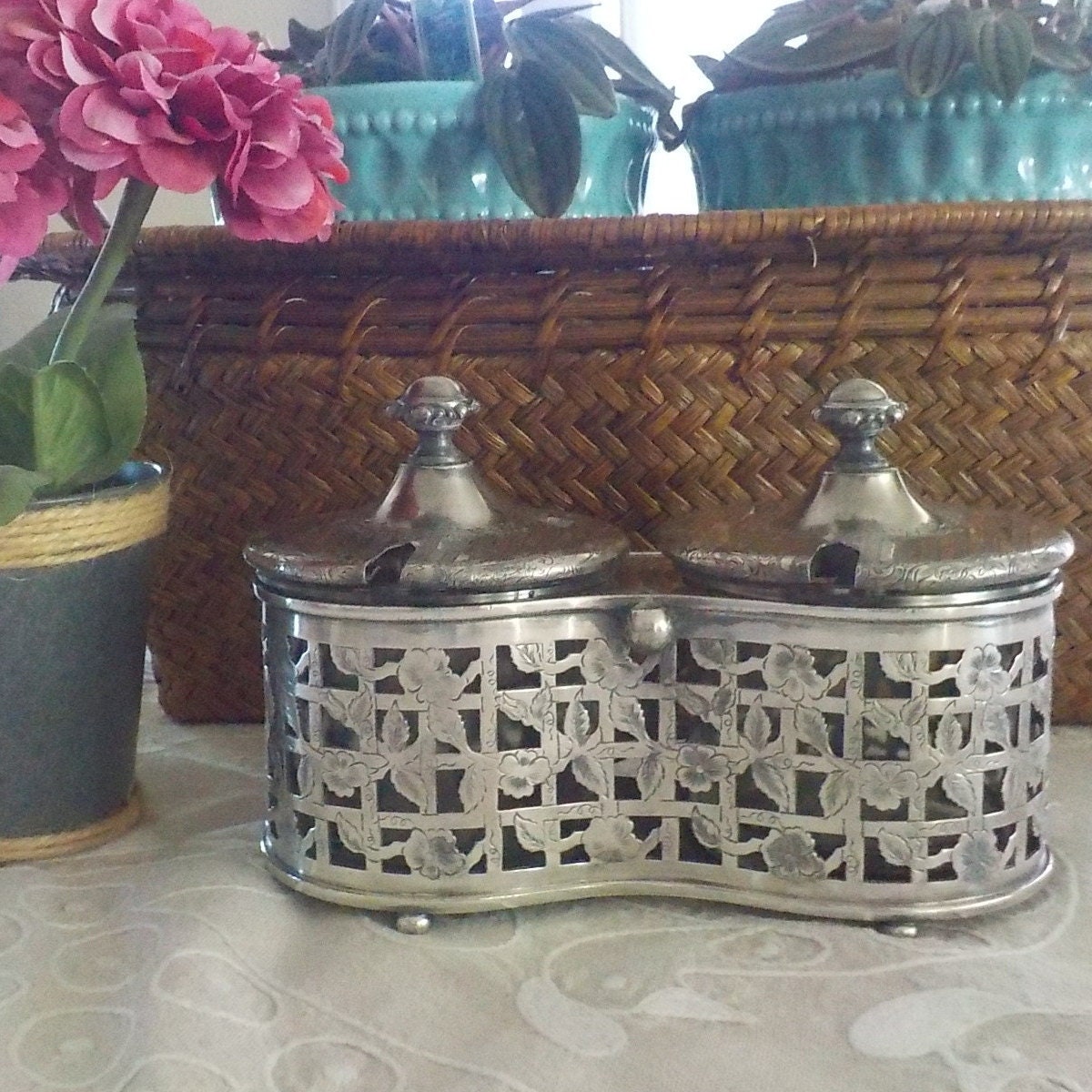 Rare Silver Plate Double Jam Jars and Stand Restaurant - Etsy