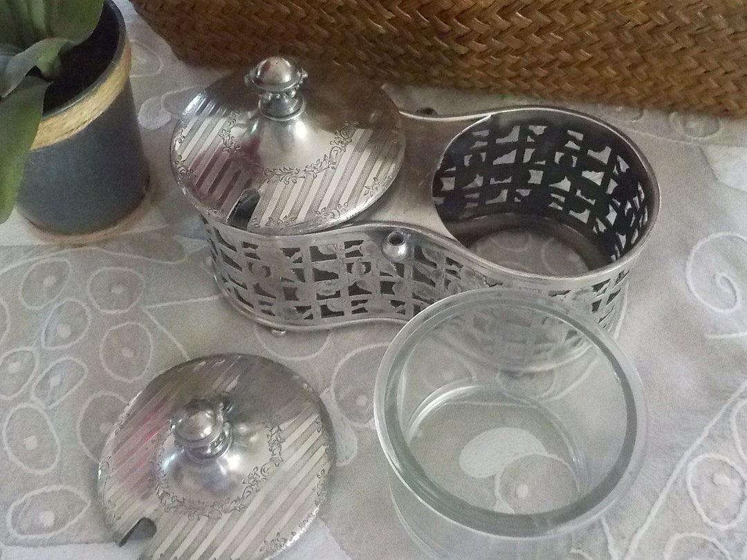 Rare Silver Plate Double Jam Jars and Stand Restaurant - Etsy