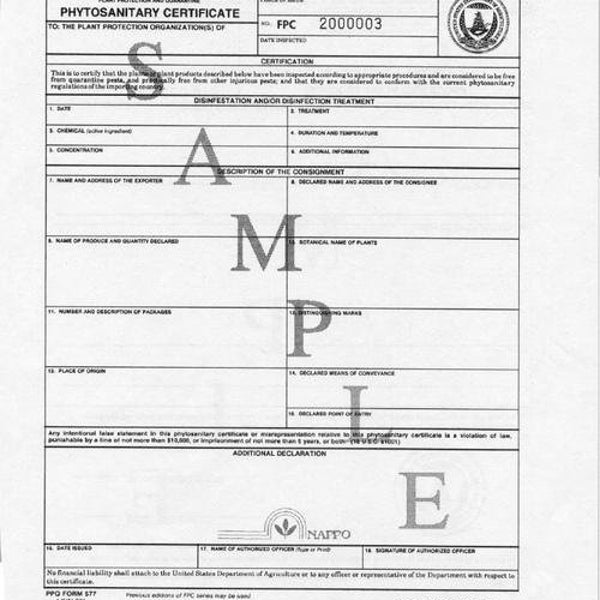 Phytosanitary Certificate - Etsy