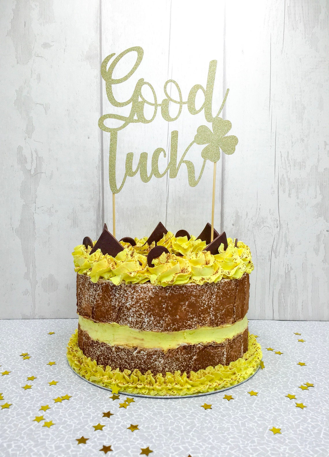 Good Luck Cake Topper Glitter Cake Topper Leaving Gifts | Etsy