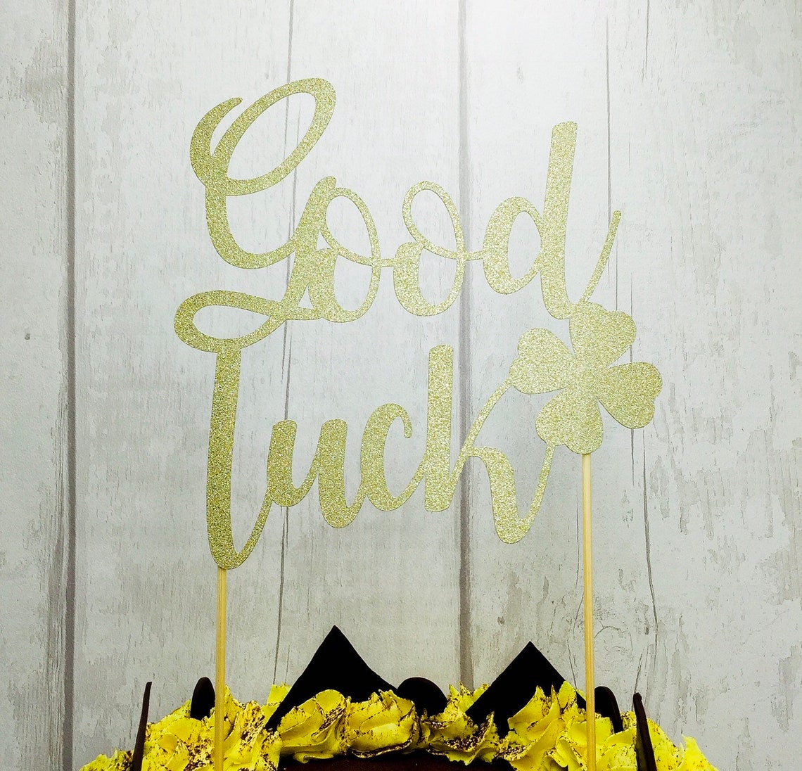 Good Luck Cake Topper Glitter Cake Topper Leaving Gifts | Etsy