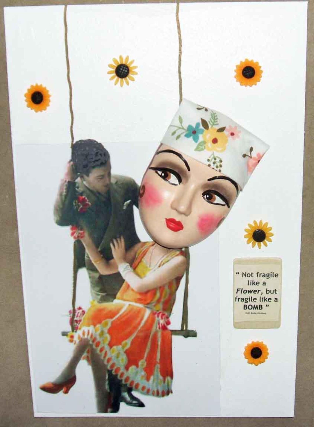 FLAPPER Boudoir Doll Strong Woman Quote Plaque Hanging Assemblage Mixed ...