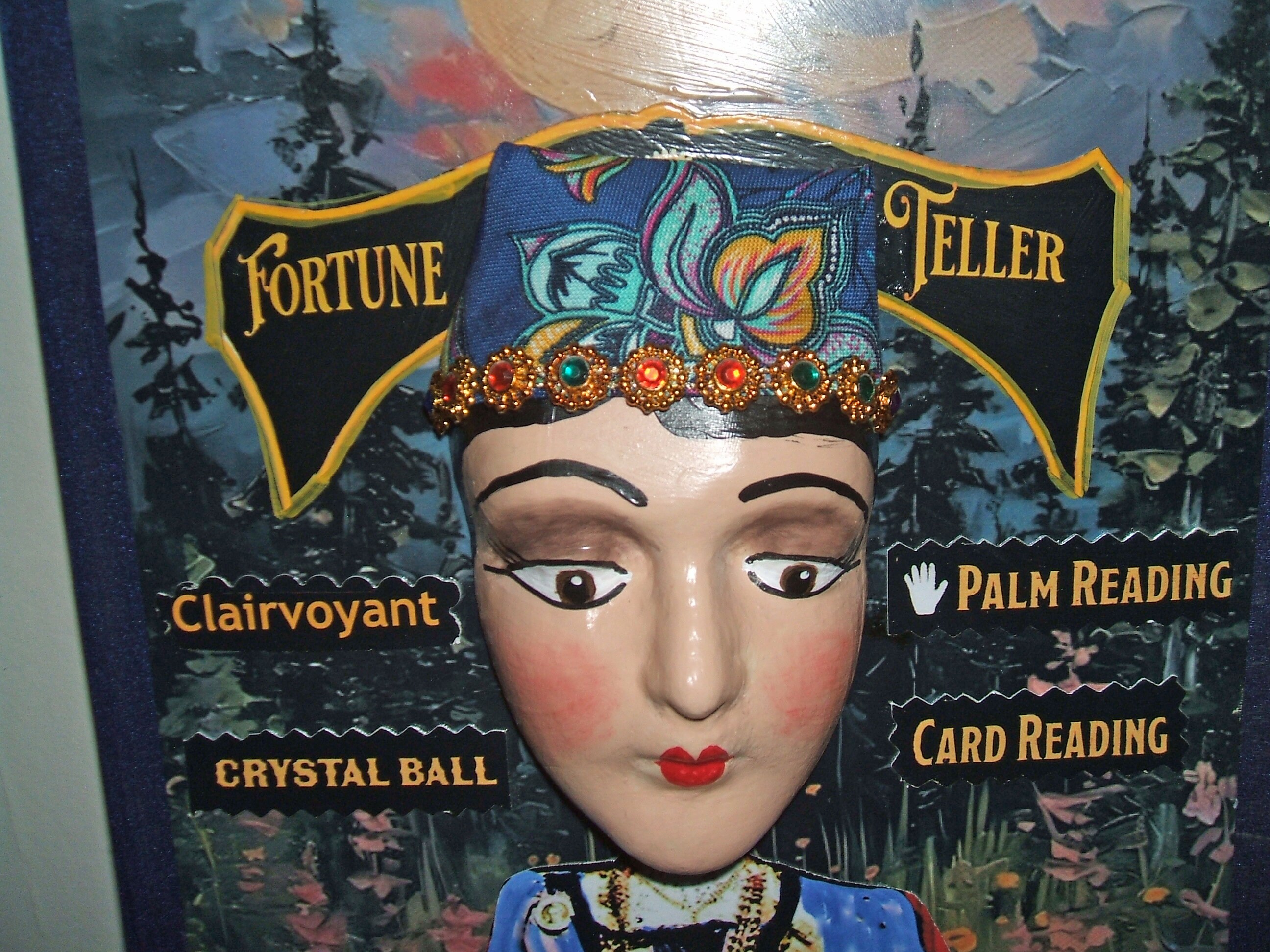 FLAPPER Boudoir Doll FORTUNE TELLER Wall Plaque Hanging Assemblage ...