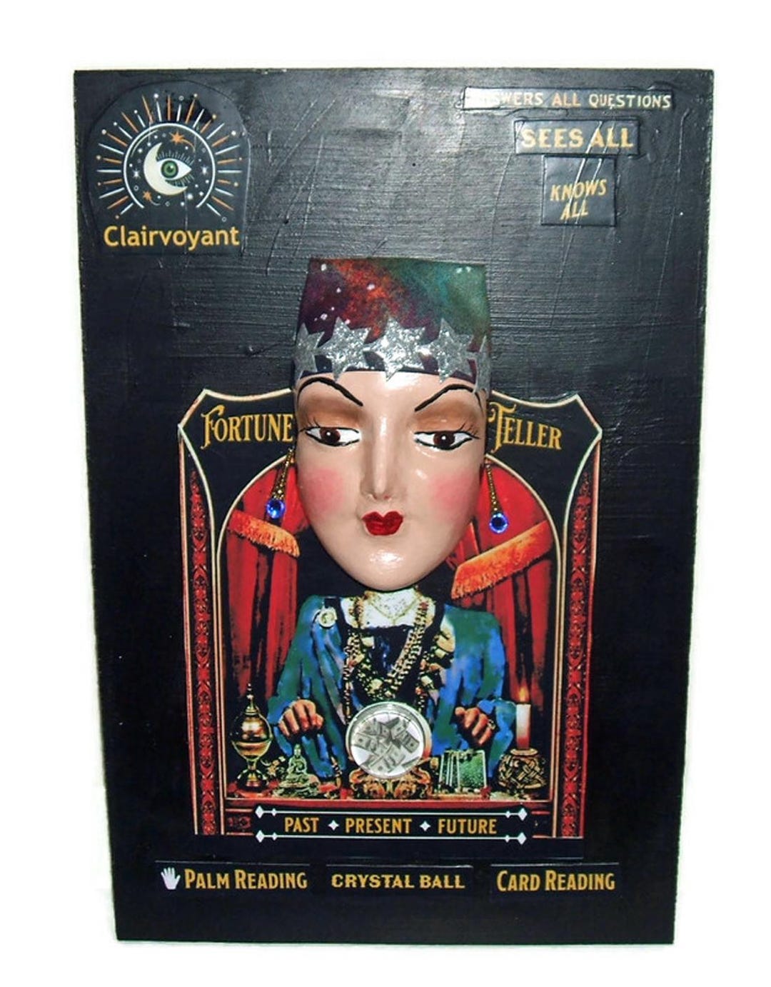 FLAPPER Boudoir Doll FORTUNE TELLER Plaque Hanging Assemblage Mixed ...