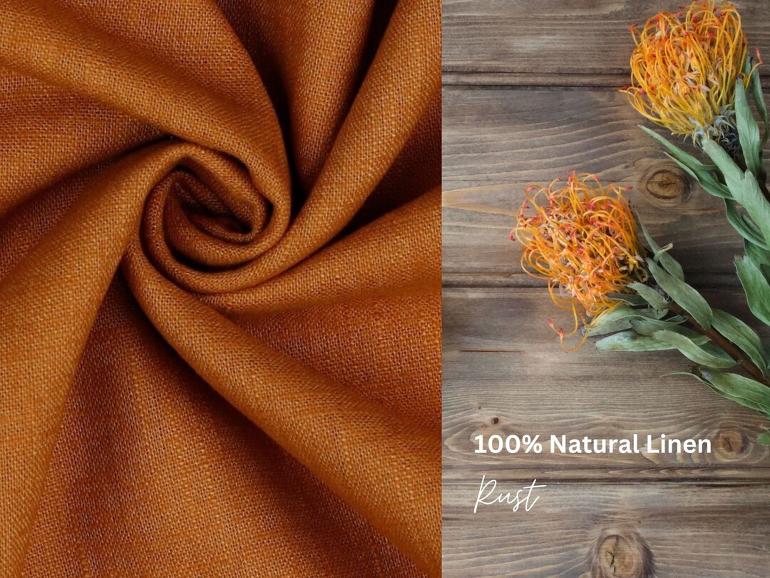 100% Linen Fabric Rust Brown - Etsy