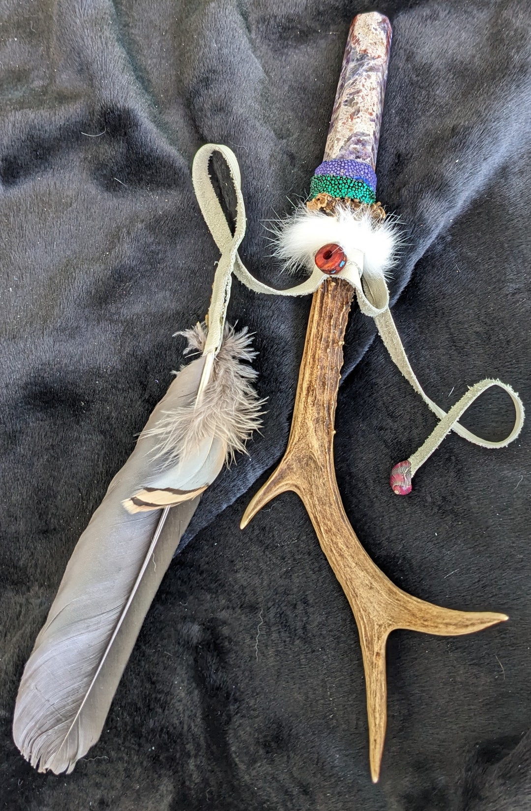 Genuine Roe Antler Wand With Rare Purple Calcite - Etsy