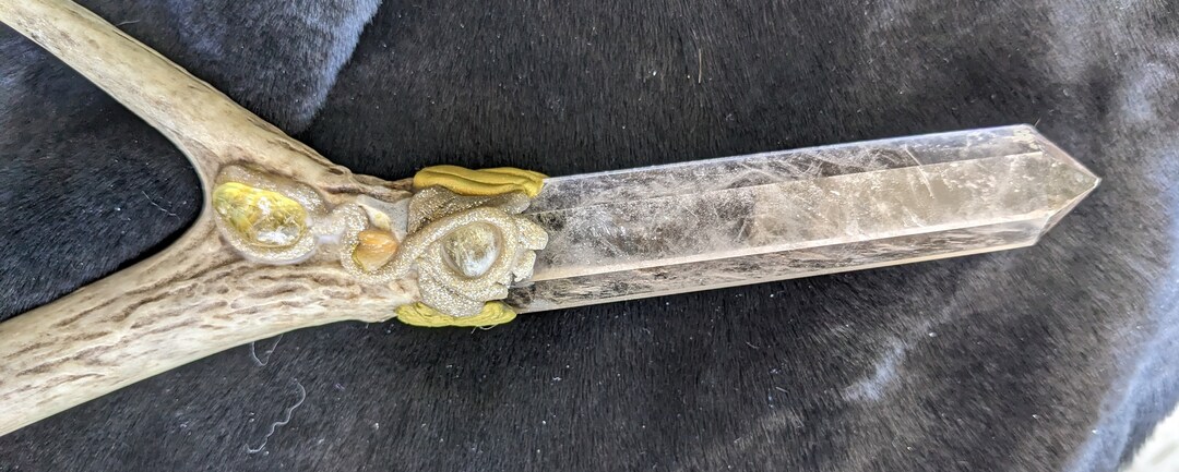 Deer Antler Wand With Quartz Tower - Etsy