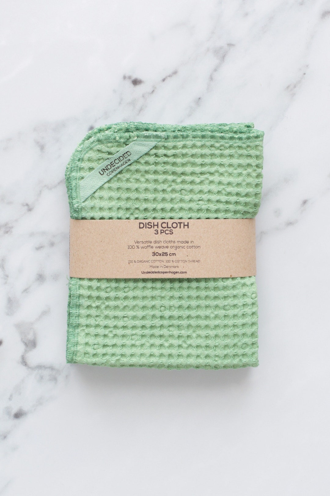 Light Green Organic Cotton Dish Cloths, Set of 3, Waffle Weave Organic ...