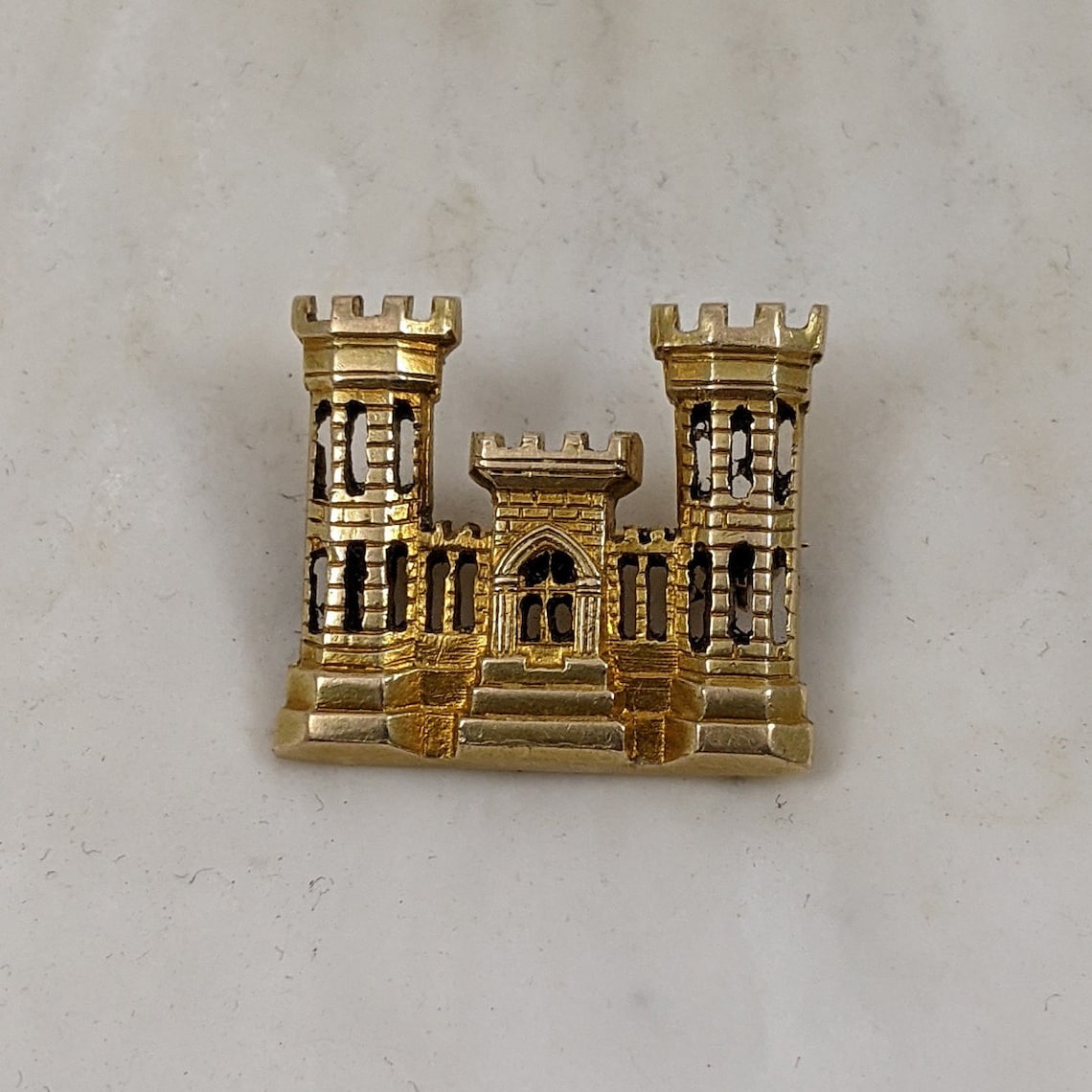 Antique 14k Yellow Gold Army Corps of Engineers Castle Pin by | Etsy