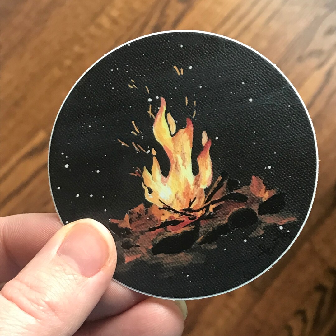 Campfire Bonfire Vinyl Sticker . Waterproof Dishwasher Safe Decal . Art ...