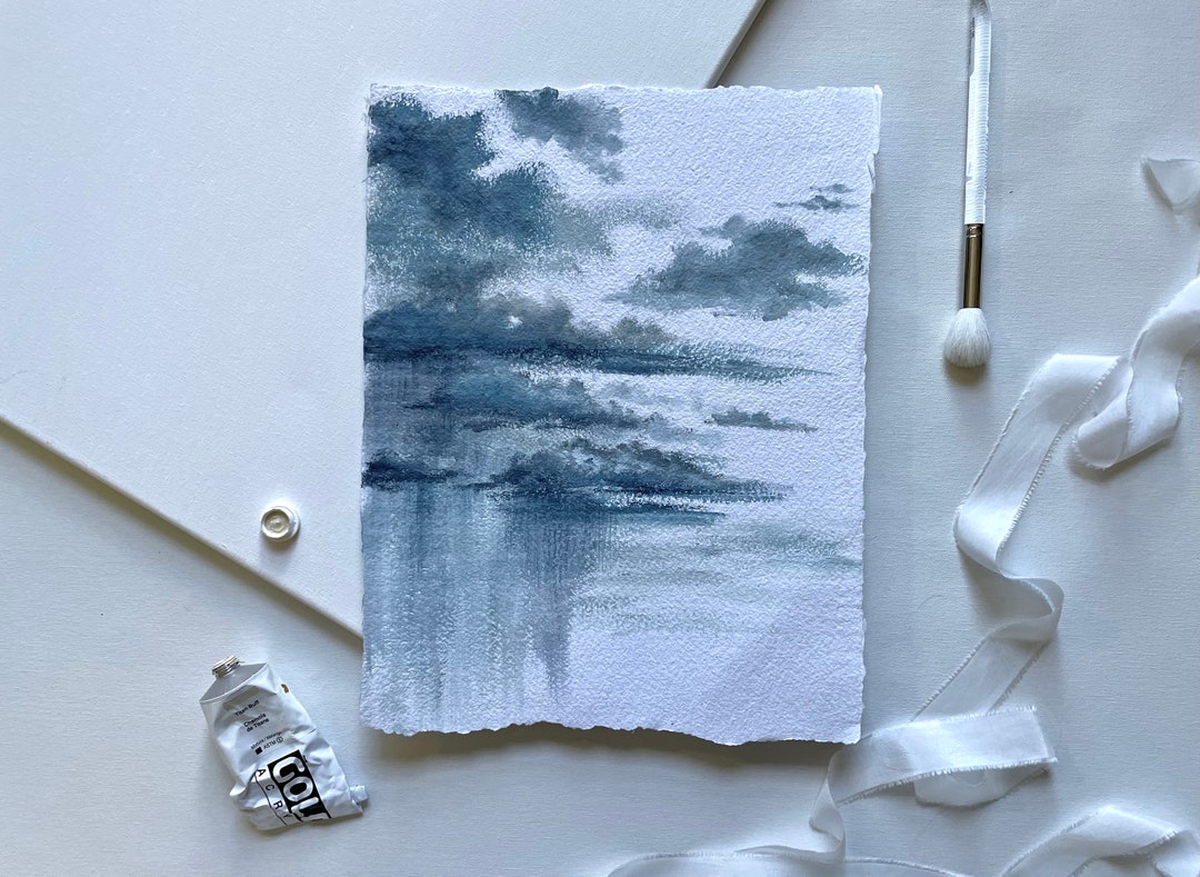 RUGGED INDIVIDUALISM . Navy Blue Storm Cloud . Acrylic on Handmade ...