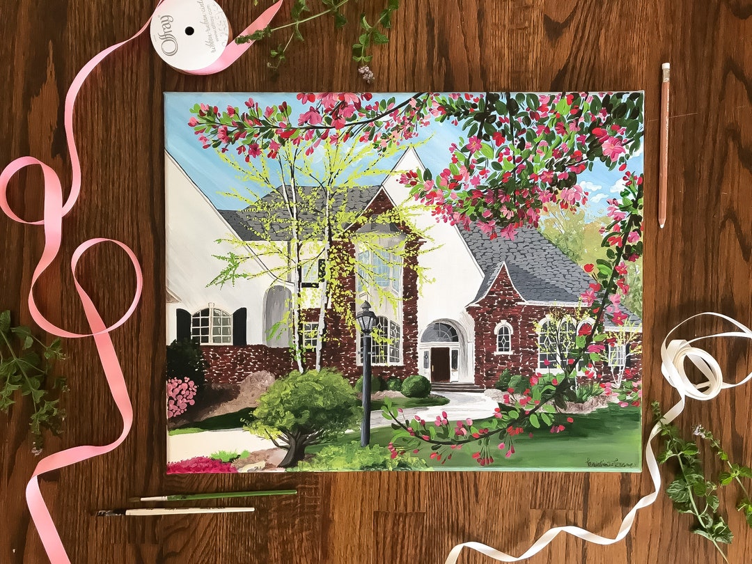 CUSTOM Hand Painted House Portrait - Custom House Portrait - Custom ...