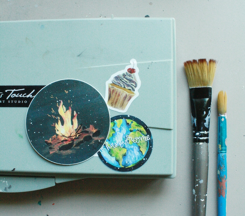 Tea and Books . Die Cut Vinyl Sticker . Teacup . Hand Painted . Coffee ...