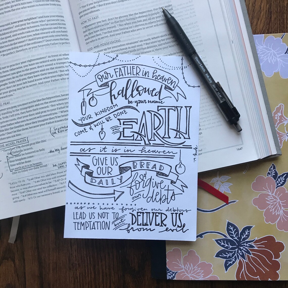 Lord's Prayer Handlettered Scripture Hand Lettered - Etsy