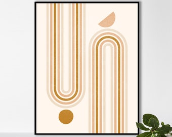 Boho Geometric Shapes Printable Poster Modern Minimalist Mid | Etsy