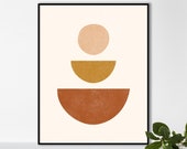 Boho Geometric Shapes Printable Poster Modern Minimalist Mid - Etsy