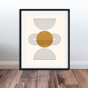 Mustard Circle With Semicircles Printable Poster, Mid Century Boho ...