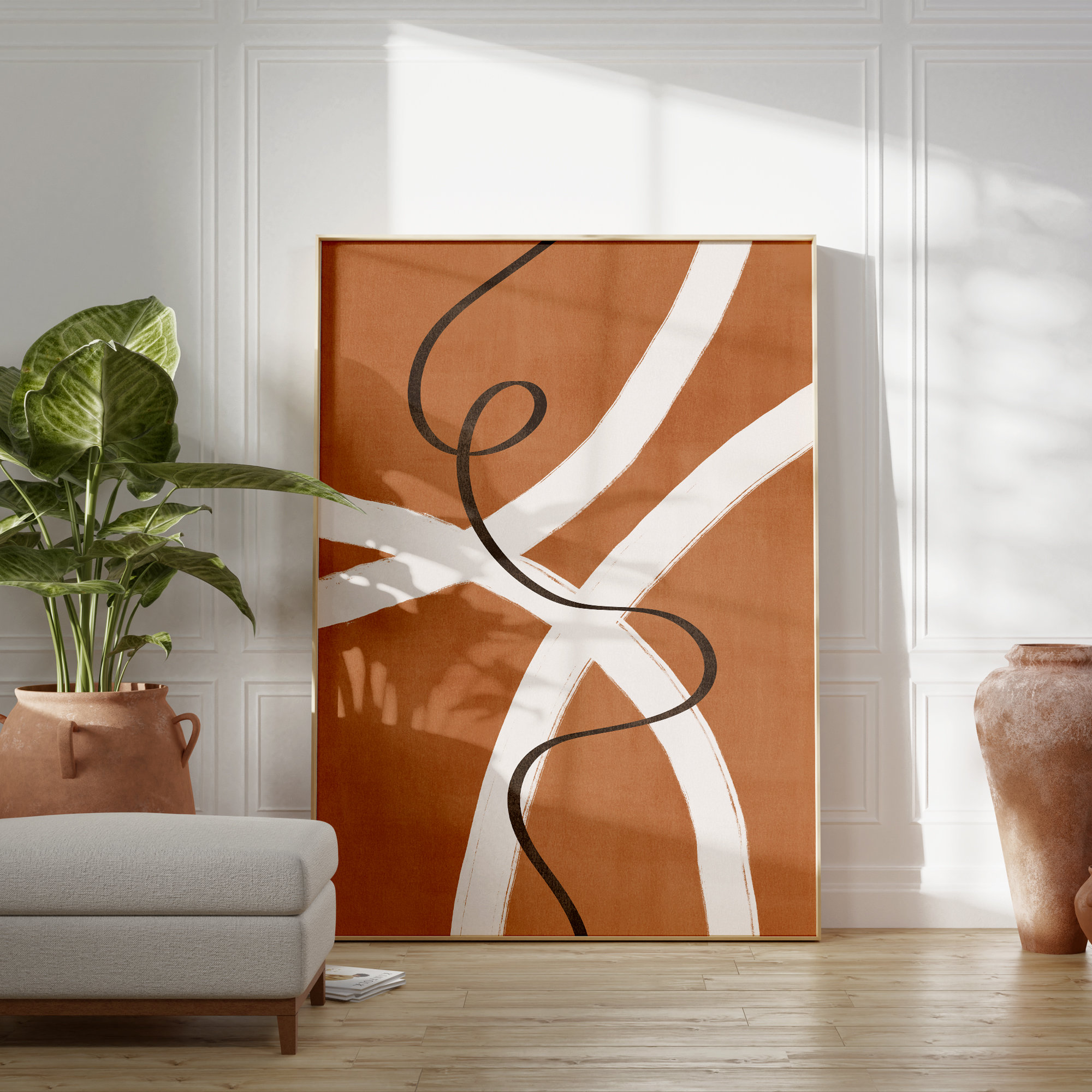 Terracotta Abstract Wall Art Set of 2 Abstract Lines in Terracotta ...