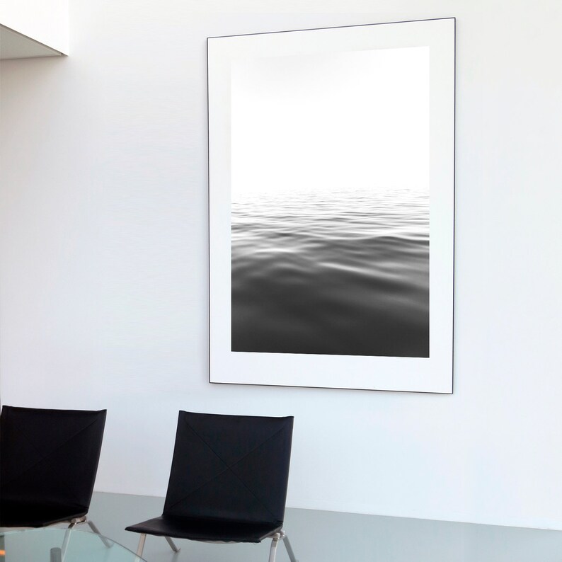 Black and White Calm Water Calm Sea Print Smooth Ocean Gently | Etsy