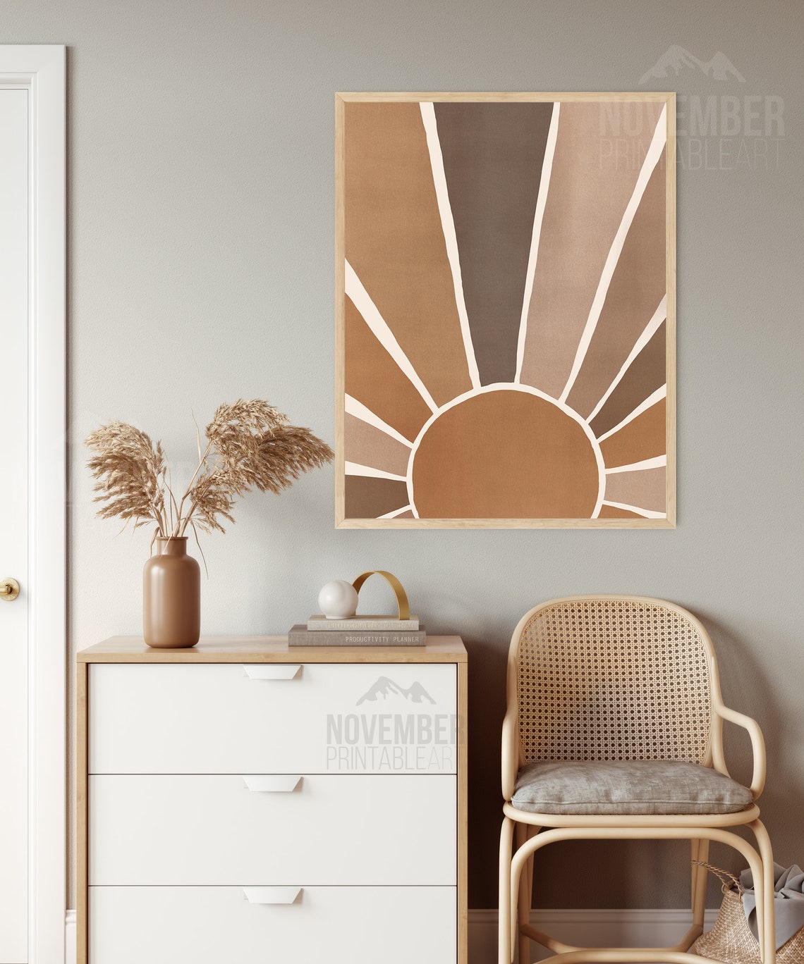 Boho Sun Wall Decor Printable Wall Art Earth Tones Sun Print | Etsy