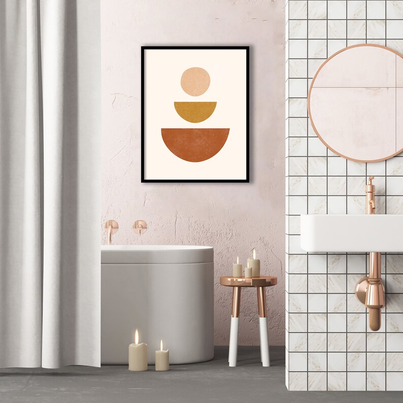 Boho Geometric Shapes Printable Poster Modern Minimalist Mid - Etsy