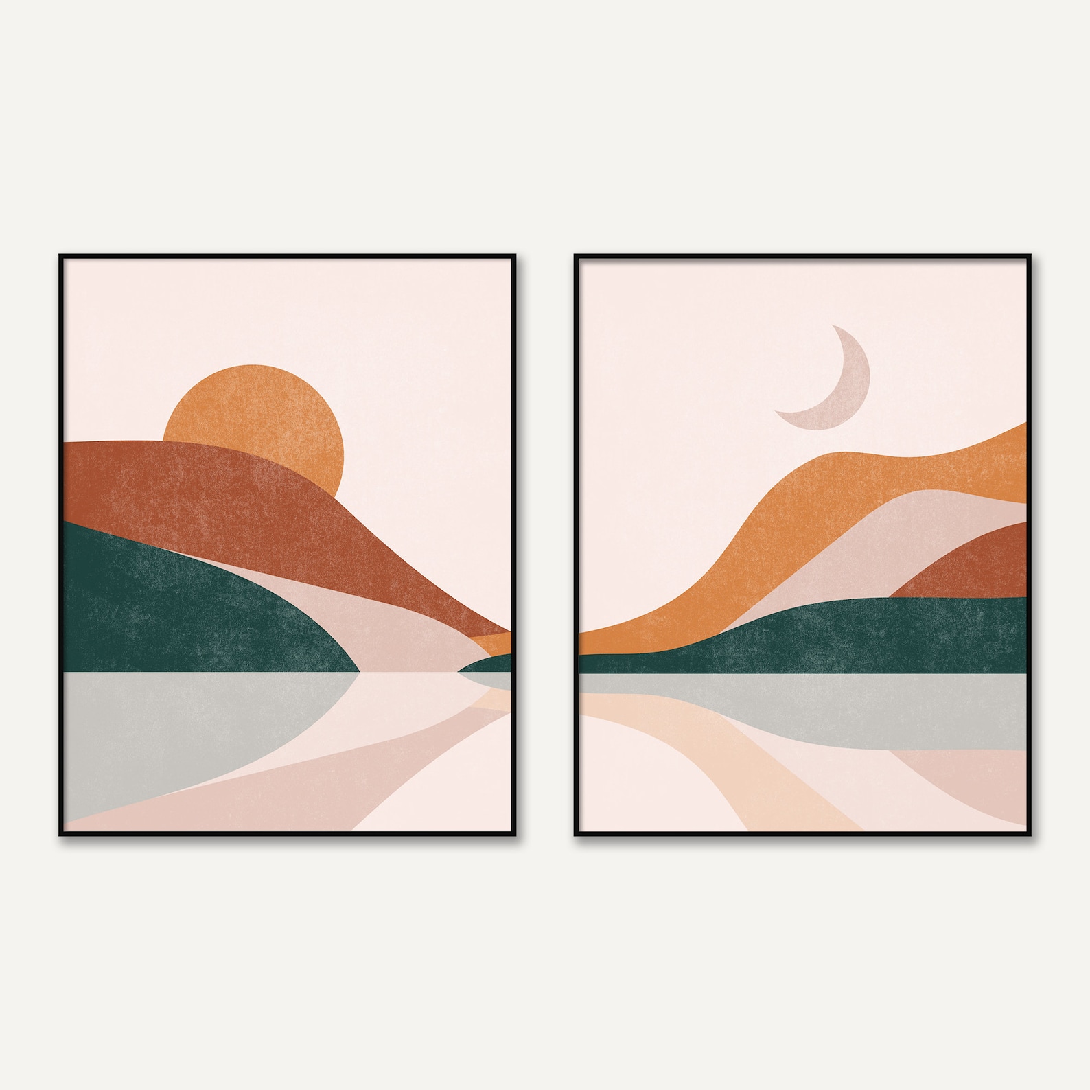 Sun and Moon Abstract Landscape Boho Desert Sunset - Etsy