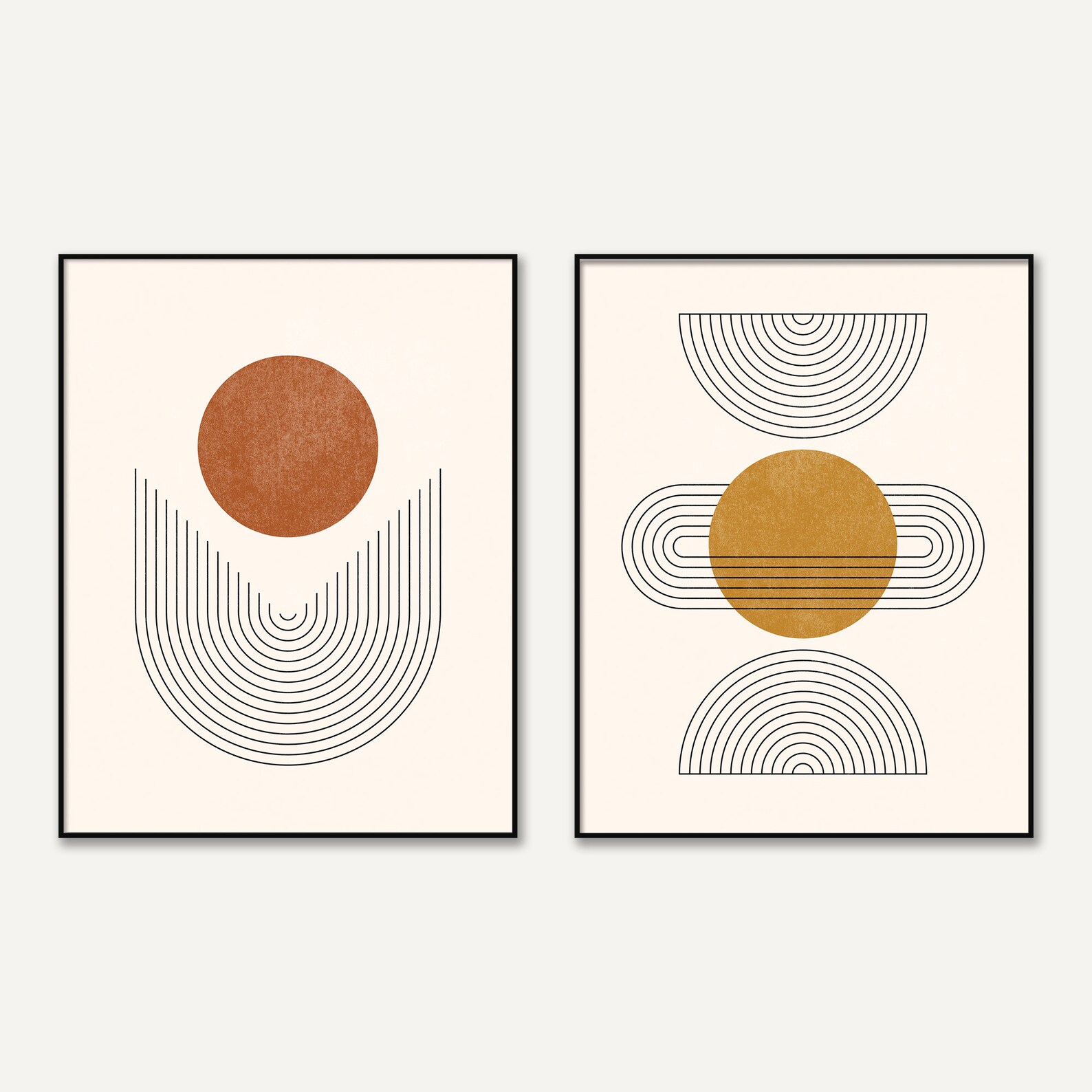 Burnt Orange - Mustard Mid Century Boho Art, Set of 2 Printable Posters ...