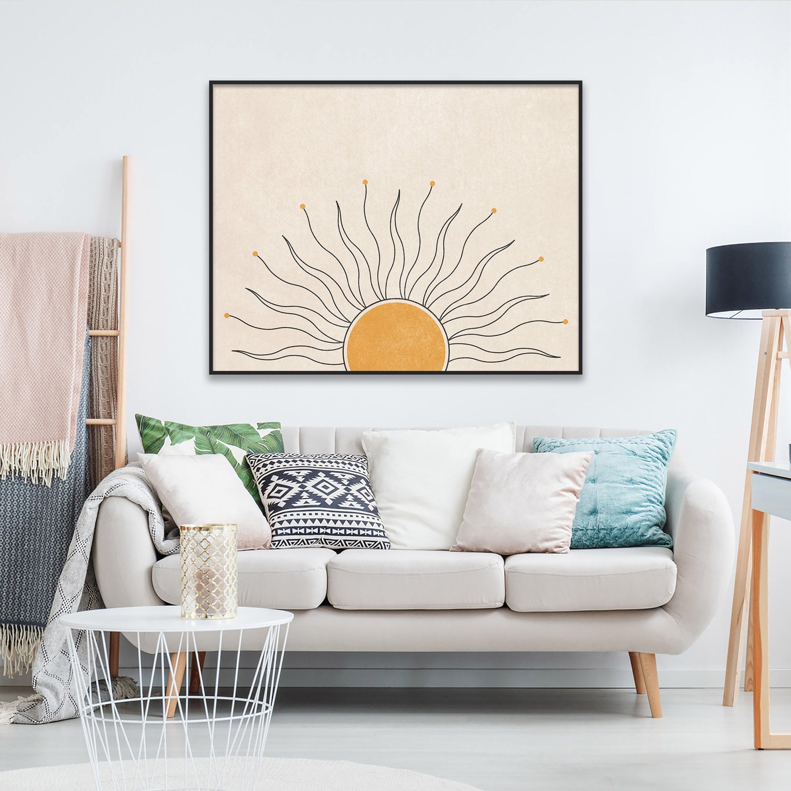 Rising Sun Mid-Century Abstract Modern Art Printable Poster | Etsy