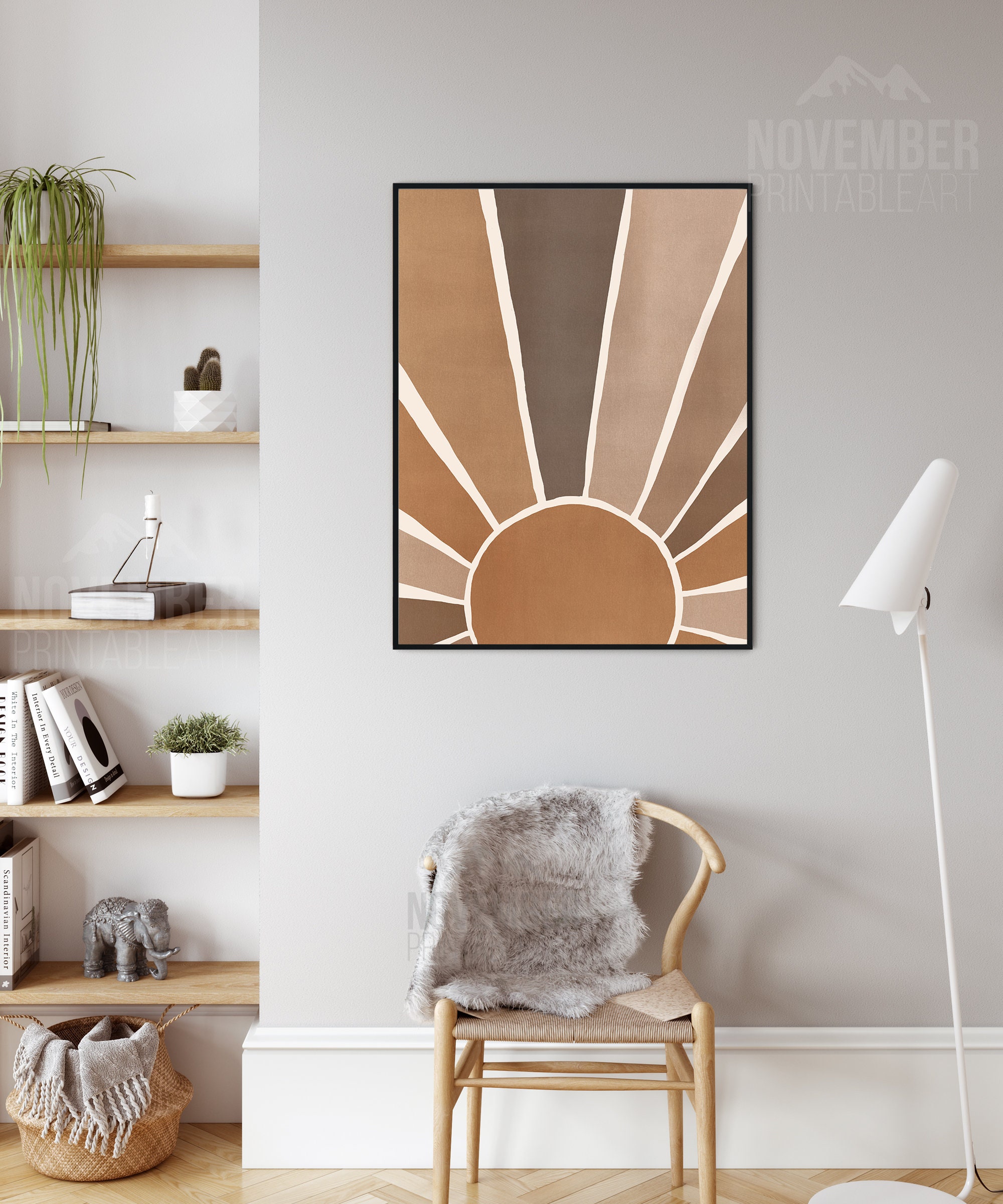 Boho Sun Wall Decor Printable Wall Art - Earth Tones Sun Print ...