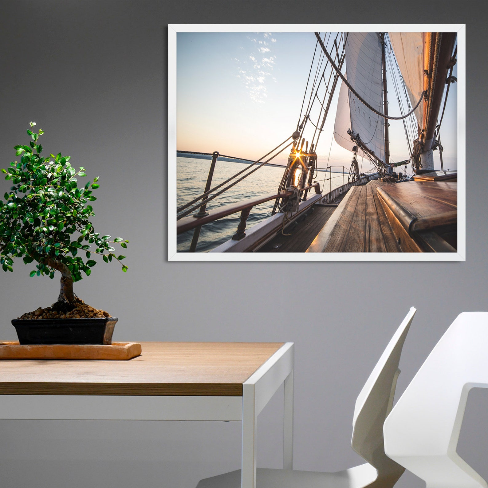 Wooden Sailboat Yacht Photography Print Sail Print Wall Art Sunset ...