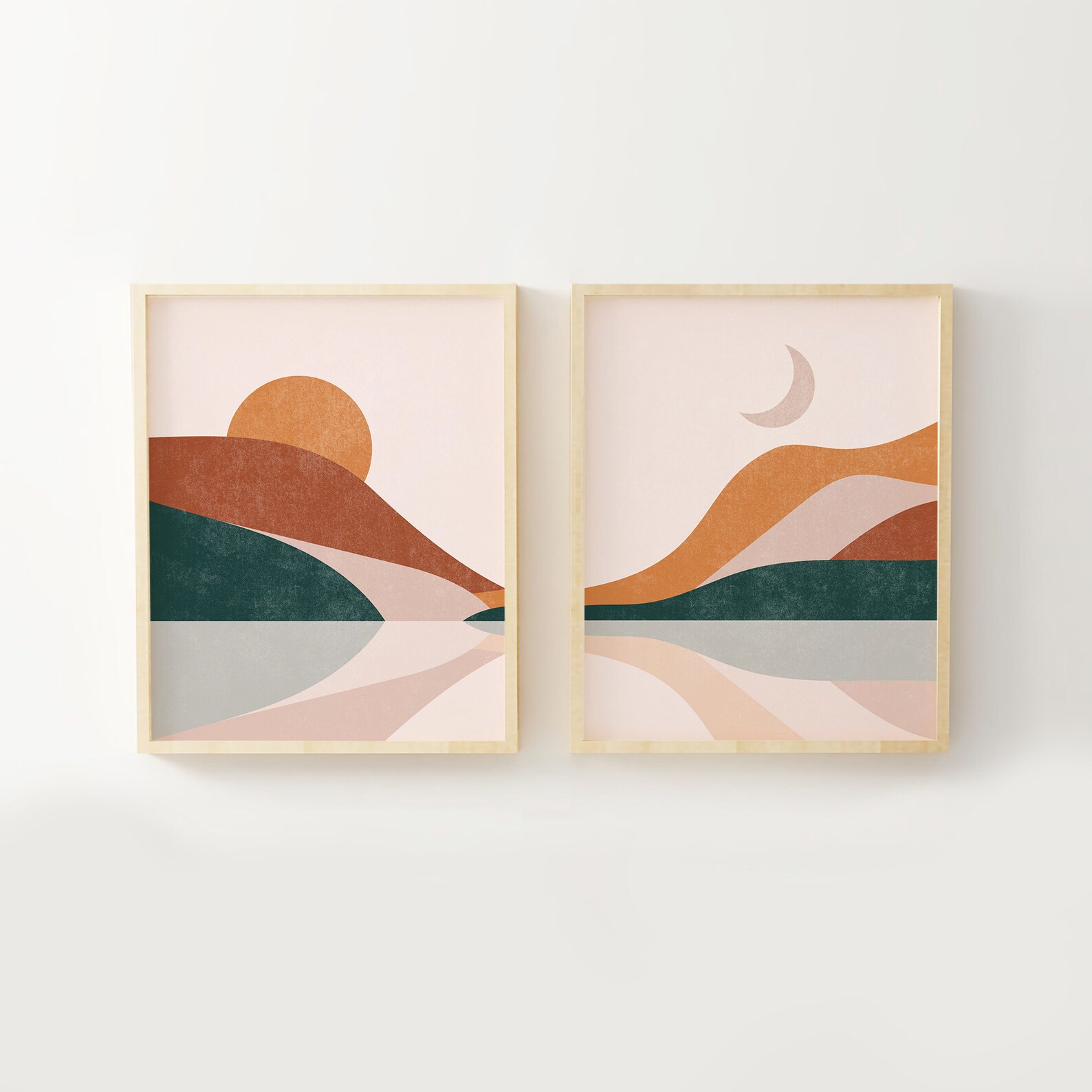 Sun and Moon Abstract Landscape Boho Desert Sunset - Etsy