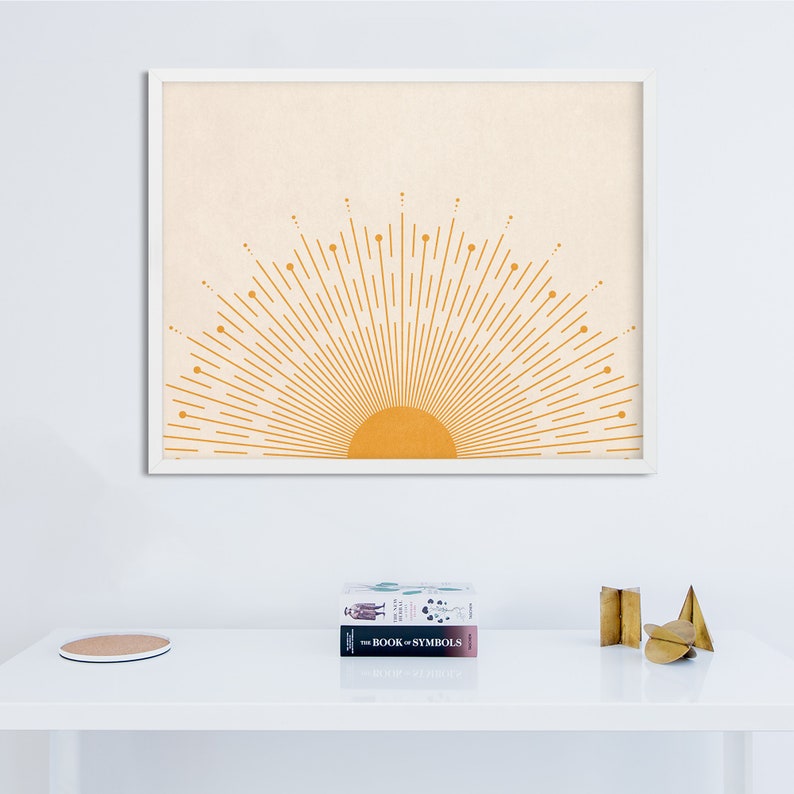 Rising Sun Mid-century Modern Art Printable Poster – Minimal Sun ...