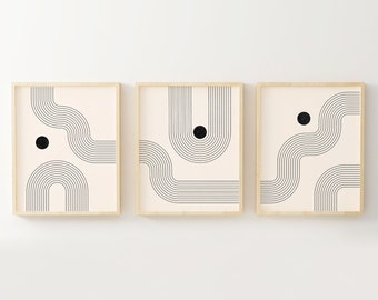Set of 3 Printable Posters Abstract Geometric Lines and | Etsy