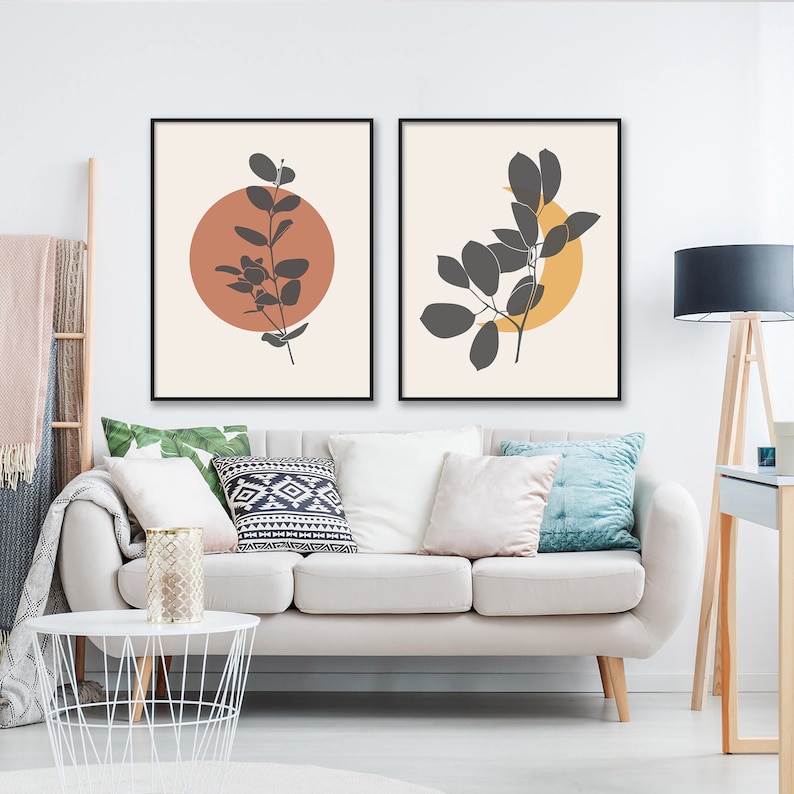 Abstract Botanical Art Printable Poster Set of 2 Prints | Etsy