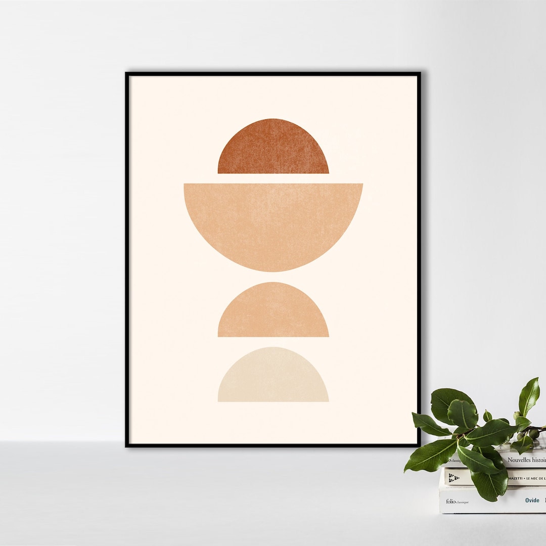 Boho Half Circles Printable Poster, Terracotta Earth Tones Sunrise ...
