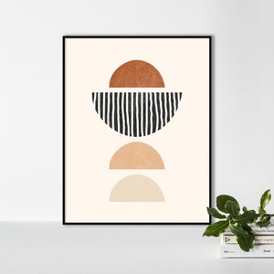 Boho Art Set of 3 Pieces Abstract Shapes Poster Bundle Mid - Etsy