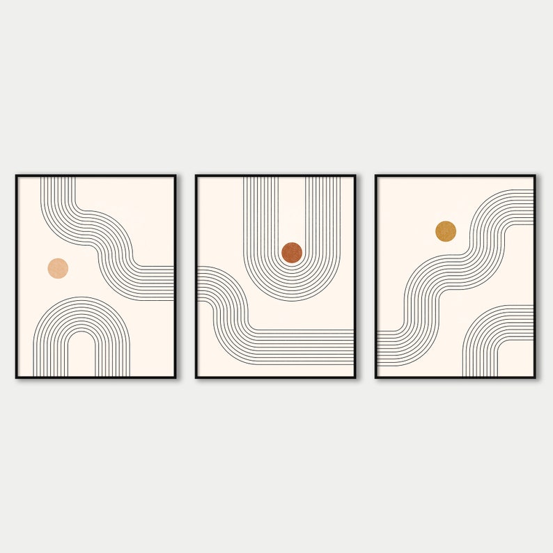 Set of 3 Printable Posters Abstract Geometric Lines and - Etsy