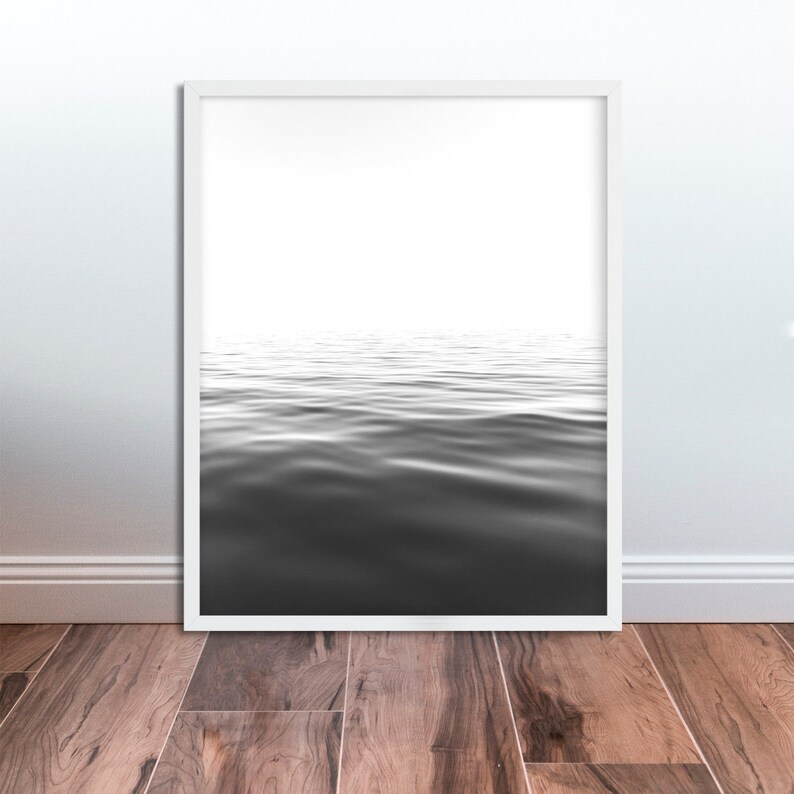 Black and White Calm Water Calm Sea Print Smooth Ocean Gently | Etsy