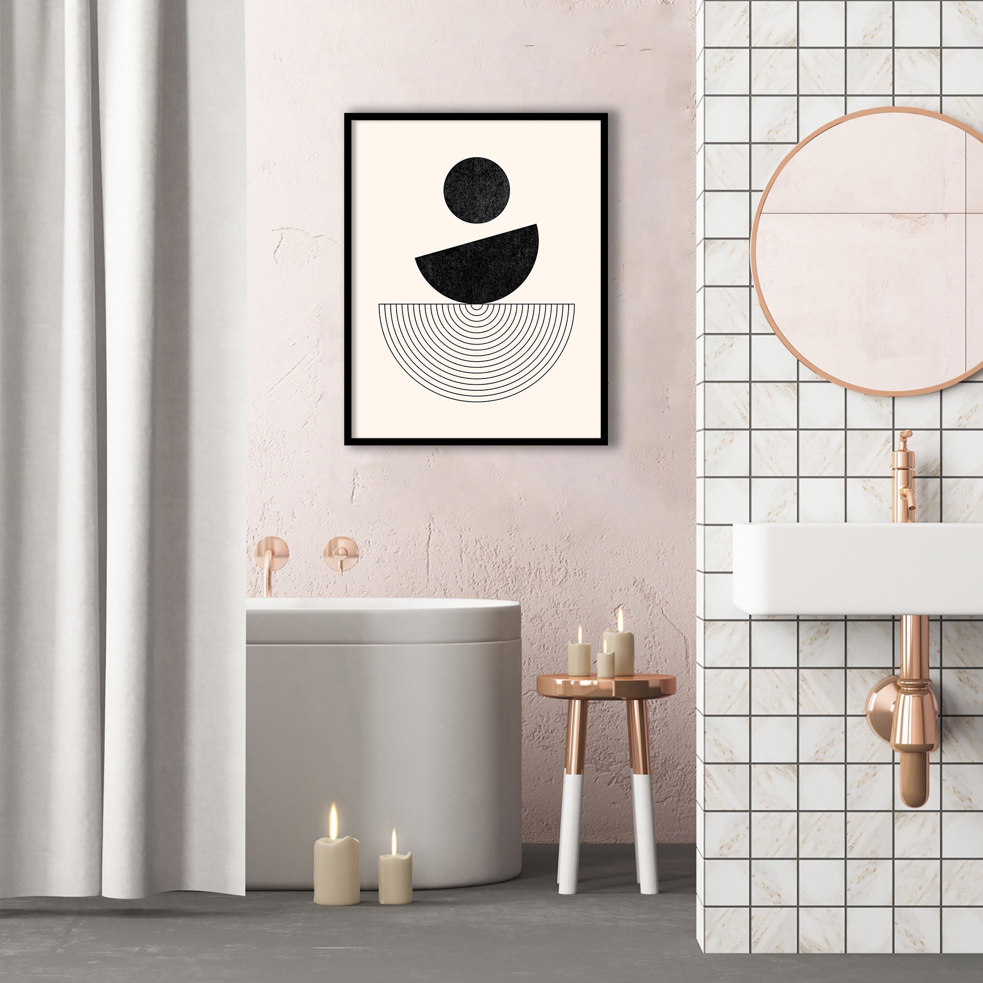 Semicircles Printable Poster Black and White Half Circles - Etsy