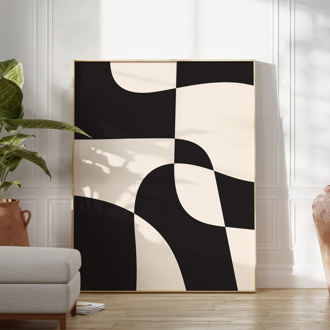 Black Abstract Poster PRINTABLE Minimalist Art Print Black Beige ...