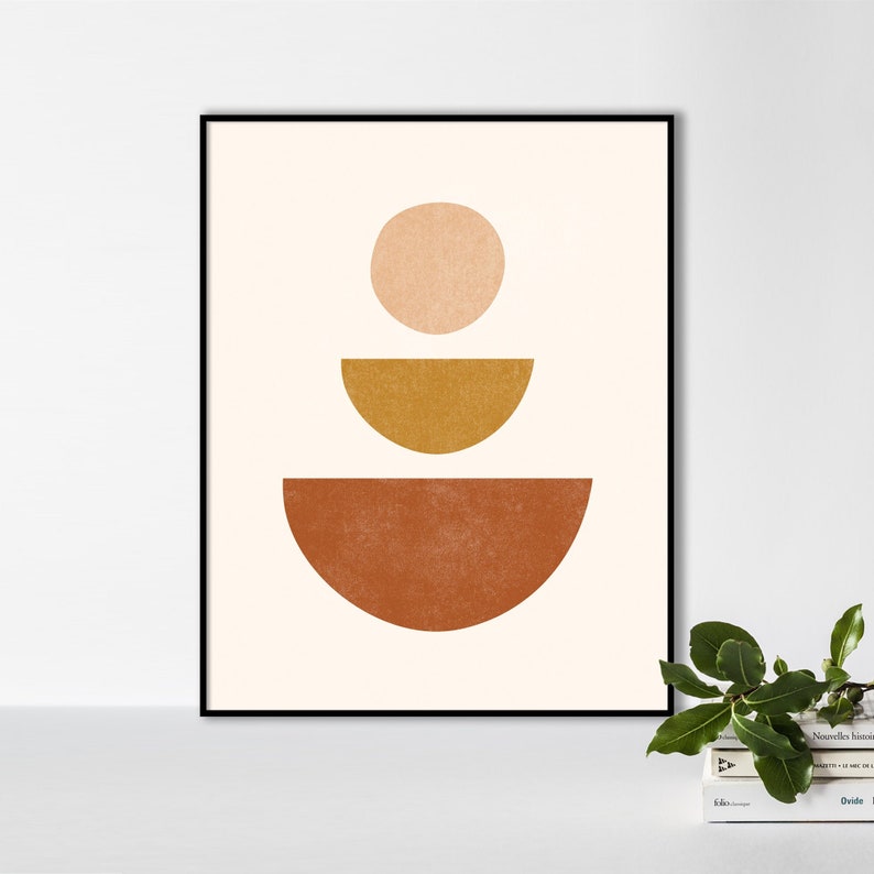 Boho Geometric Shapes Printable Poster Modern Minimalist Mid | Etsy