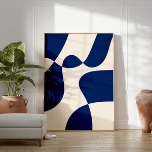 Indigo Blue Abstract Wall Art Set of 2 Abstract Indigo Wall Art Navy ...